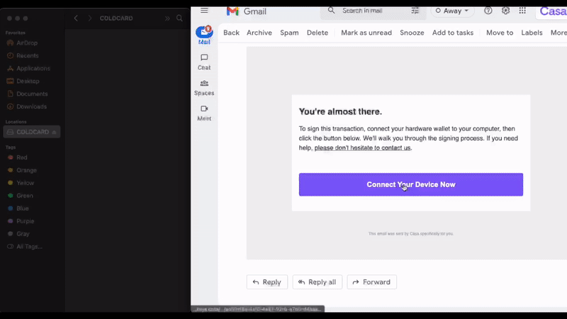Signing a transaction with Coldcard
