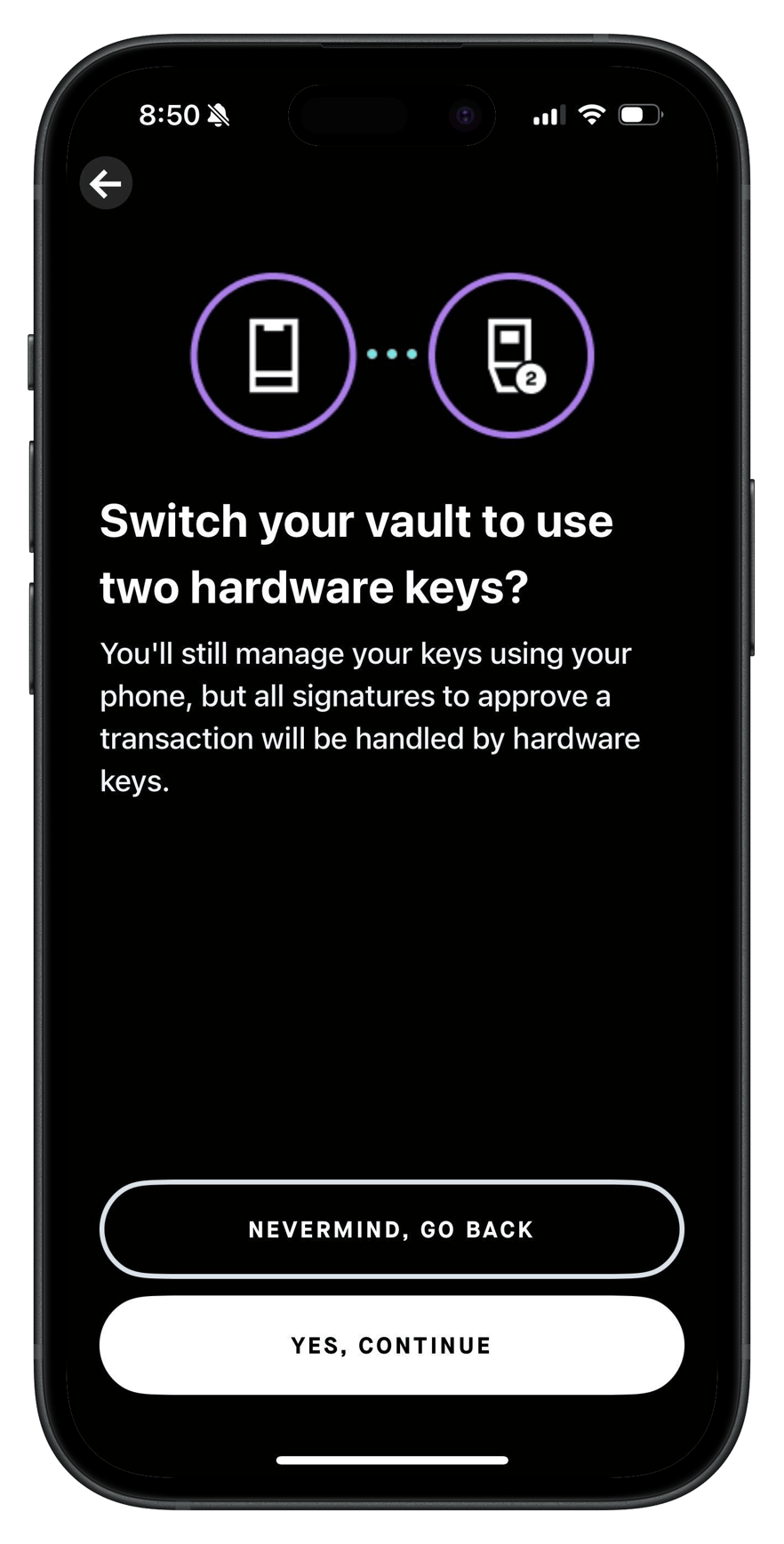 Replacing your mobile key with a second hardware key