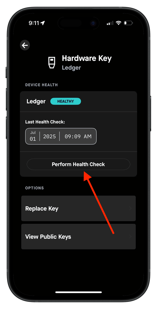 Performing a health check with Ledger