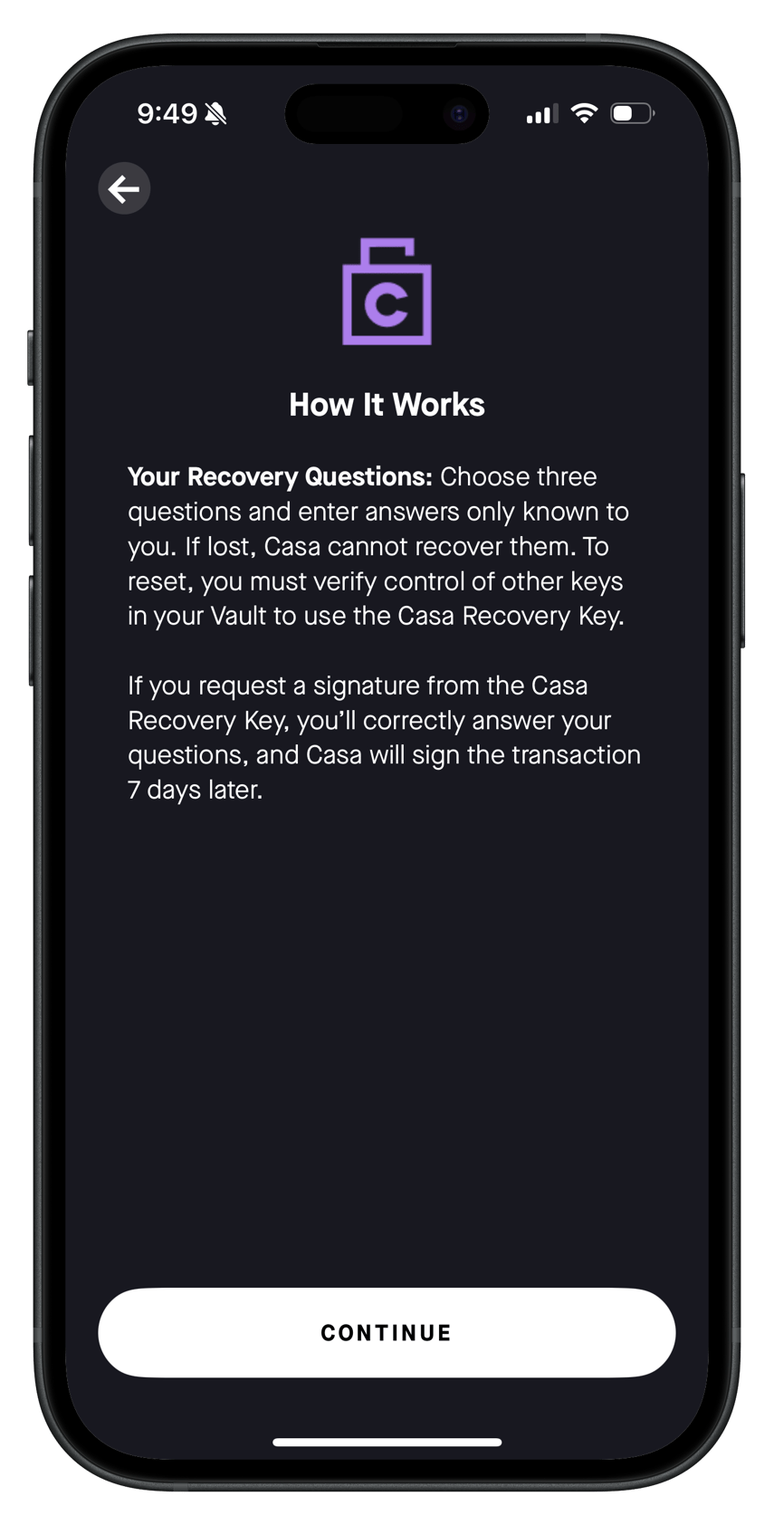 Casa Recovery Key