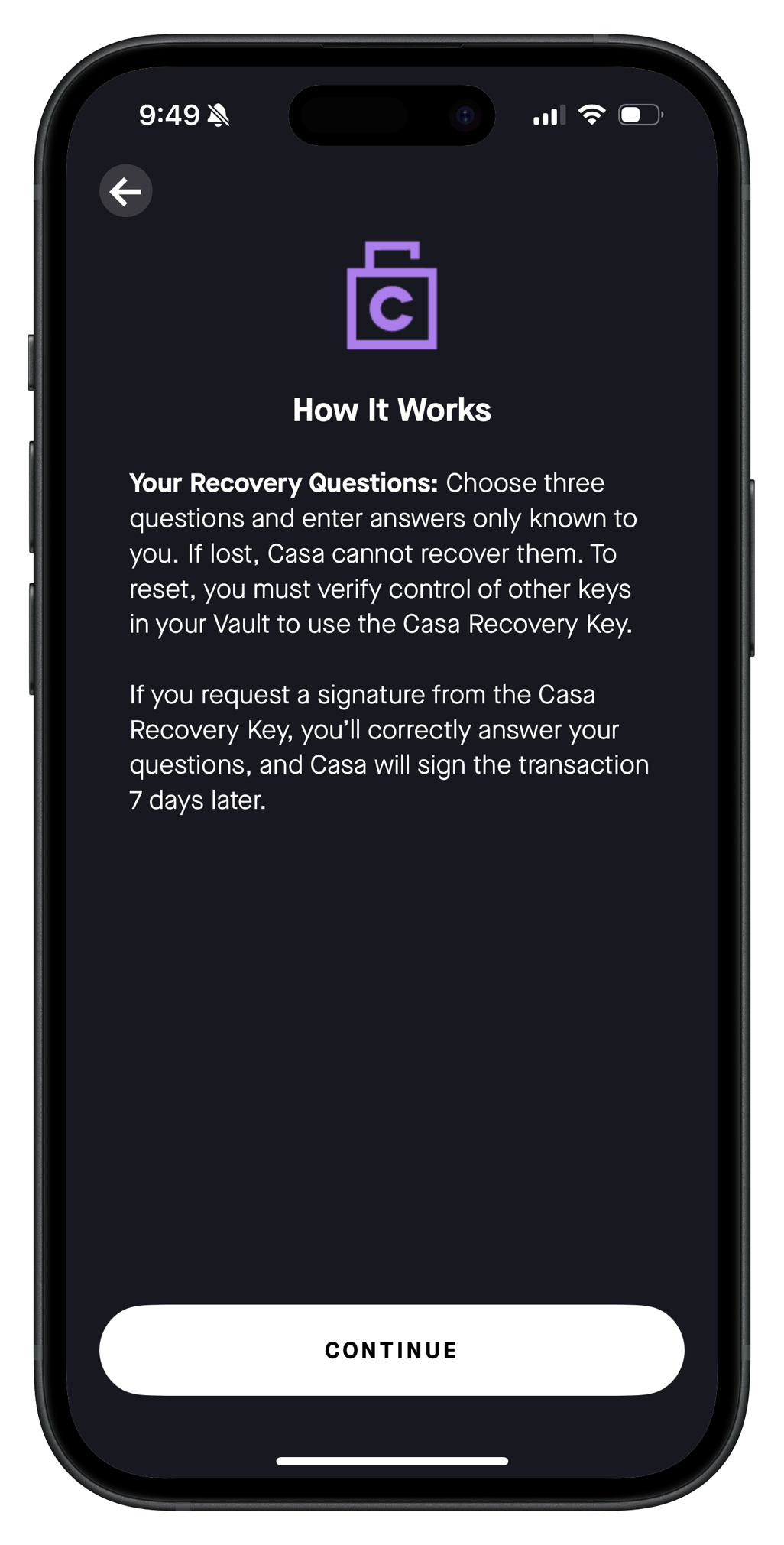 Casa Recovery Key