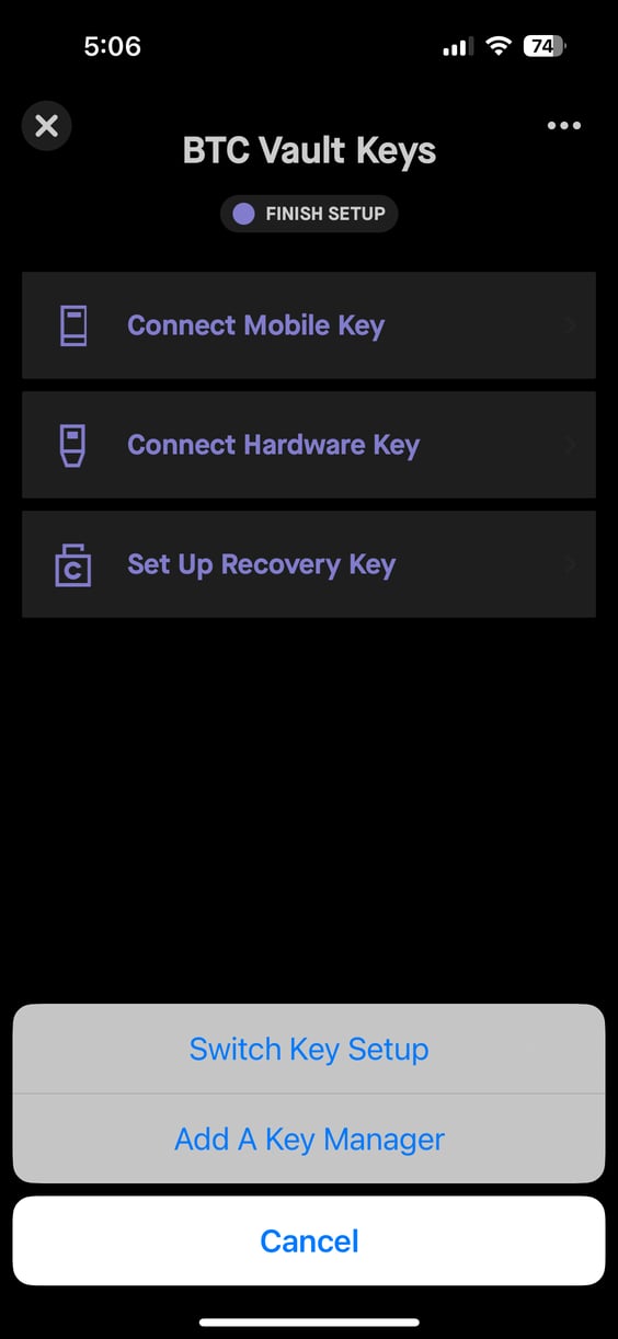 Setting up your 3-key Business Vault