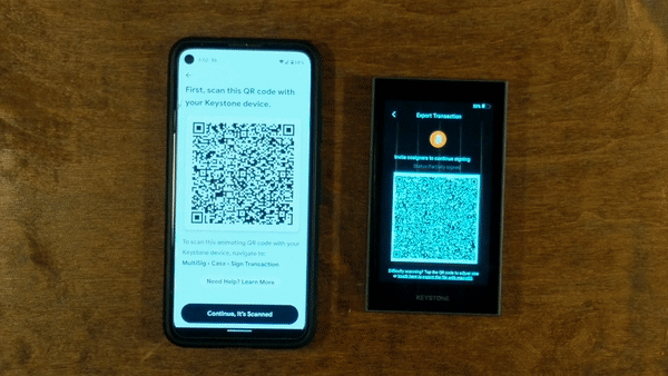 Signing a transaction with Keystone