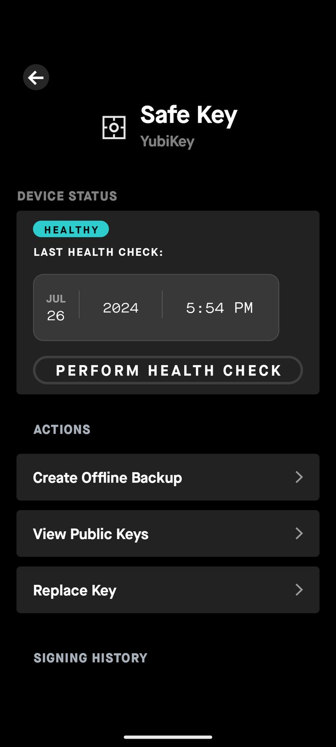 Performing a Health check with YubiKey